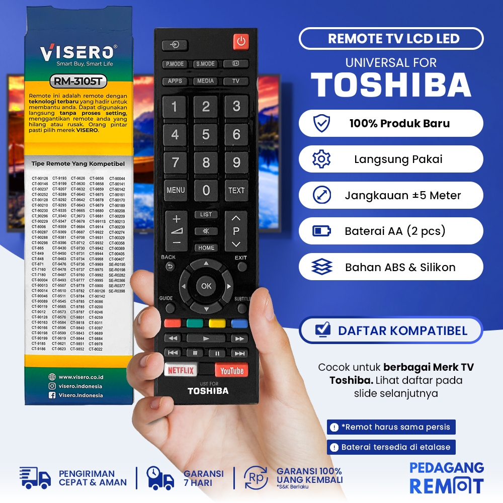 Jual Remot Remote TV Toshiba REGZA LCD LED Android Smart TV CT-8547 CT-95007 Multi Universal ...