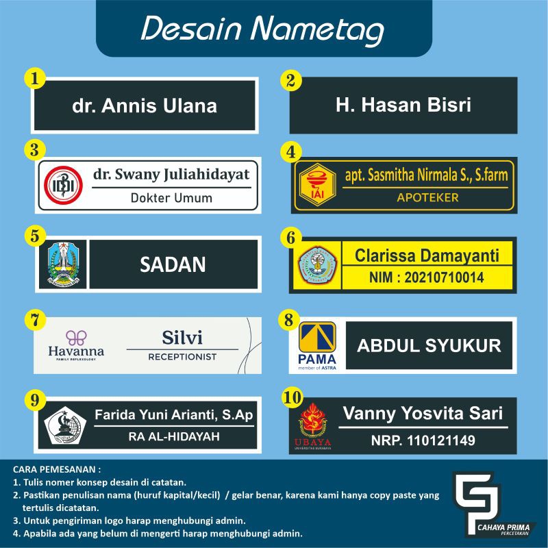 Jual Name tag dada papan nama dada resin pdh pns guru dokter kantor ...