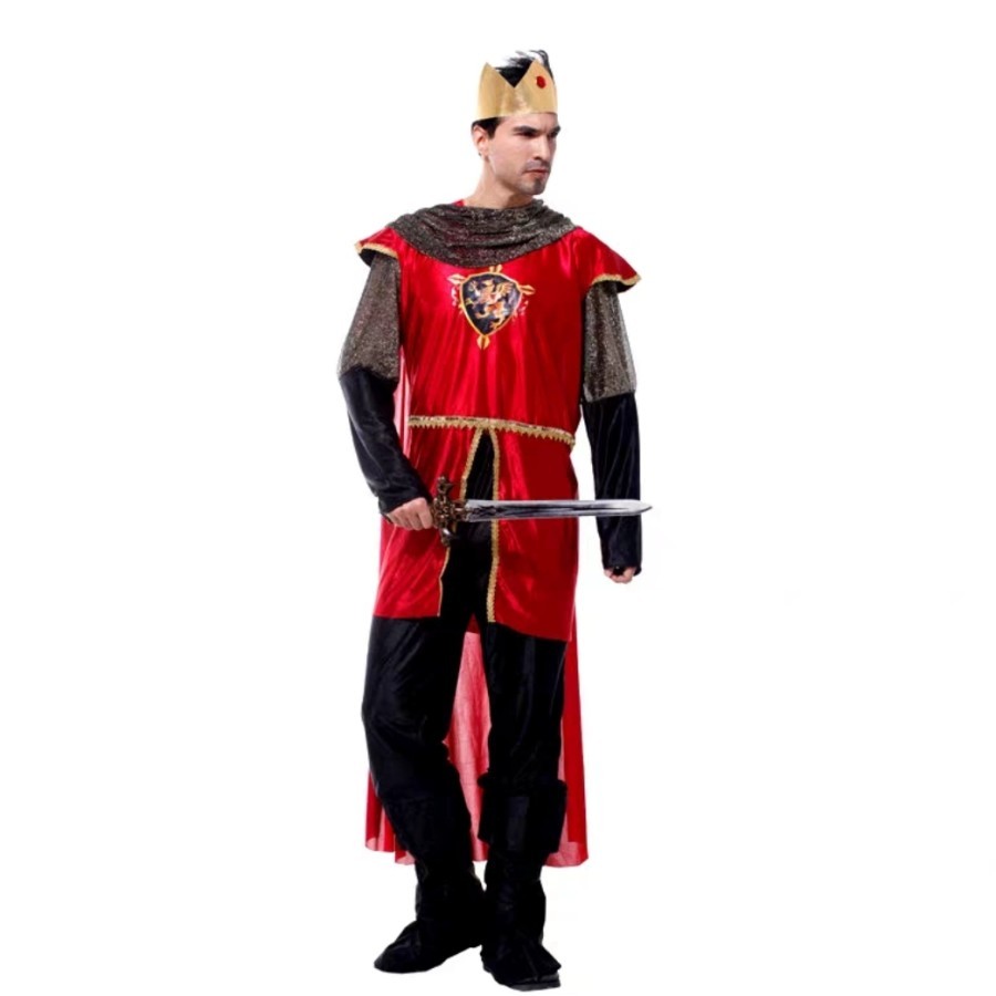 Jual European King Man Costume Kostum Pria Raja Eropa Halloween Red ...