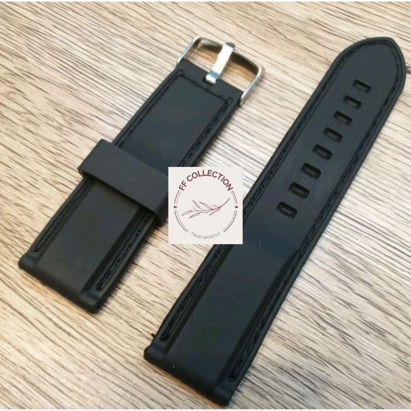 Jual MT1 Termurah tali jam tangan karet rubber warna hitam list hitam ...