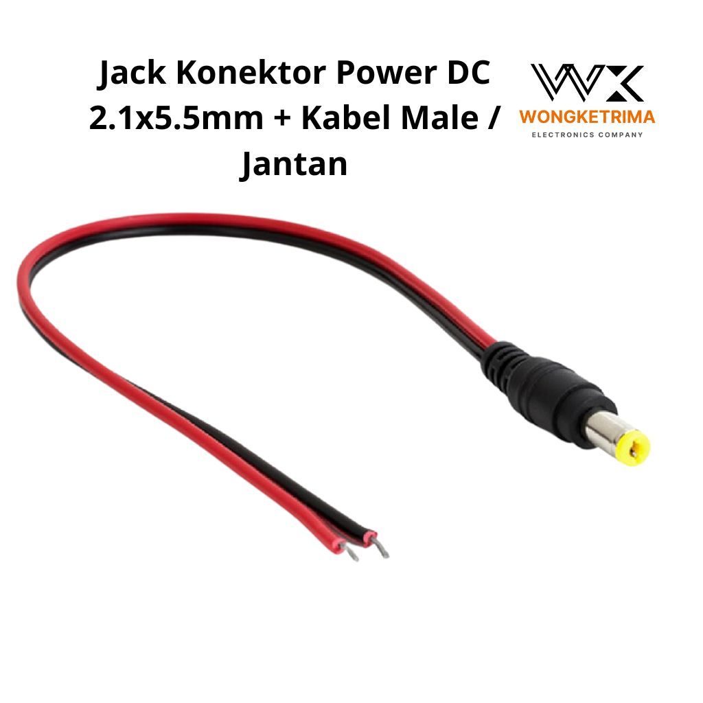Jual Jack Konektor Power DC 2.1x5.5mm + Kabel Male / Jantan Jack ...