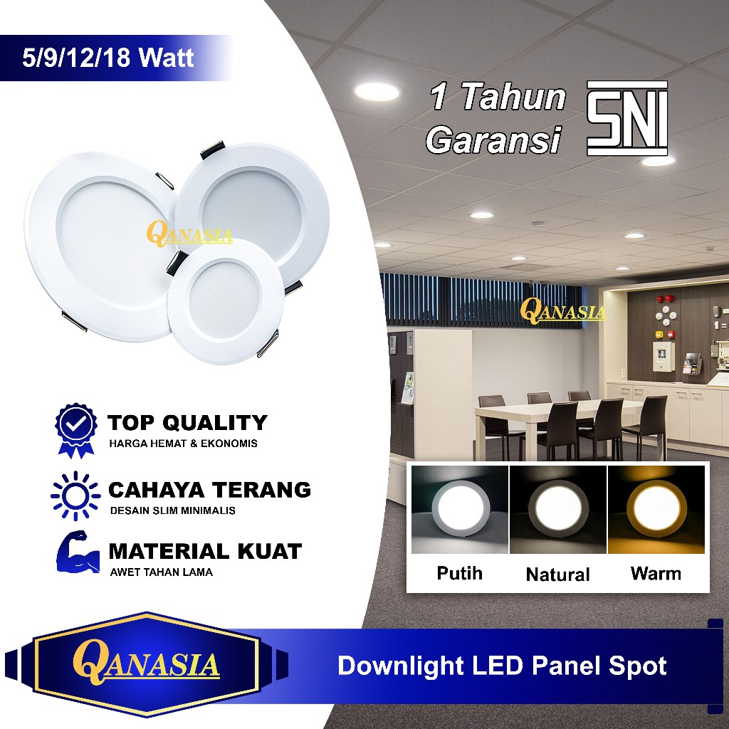 Jual Garansi 1 Tahun - Lampu Downlight LED Plafon 5W 9W 12W 18W 24W ...