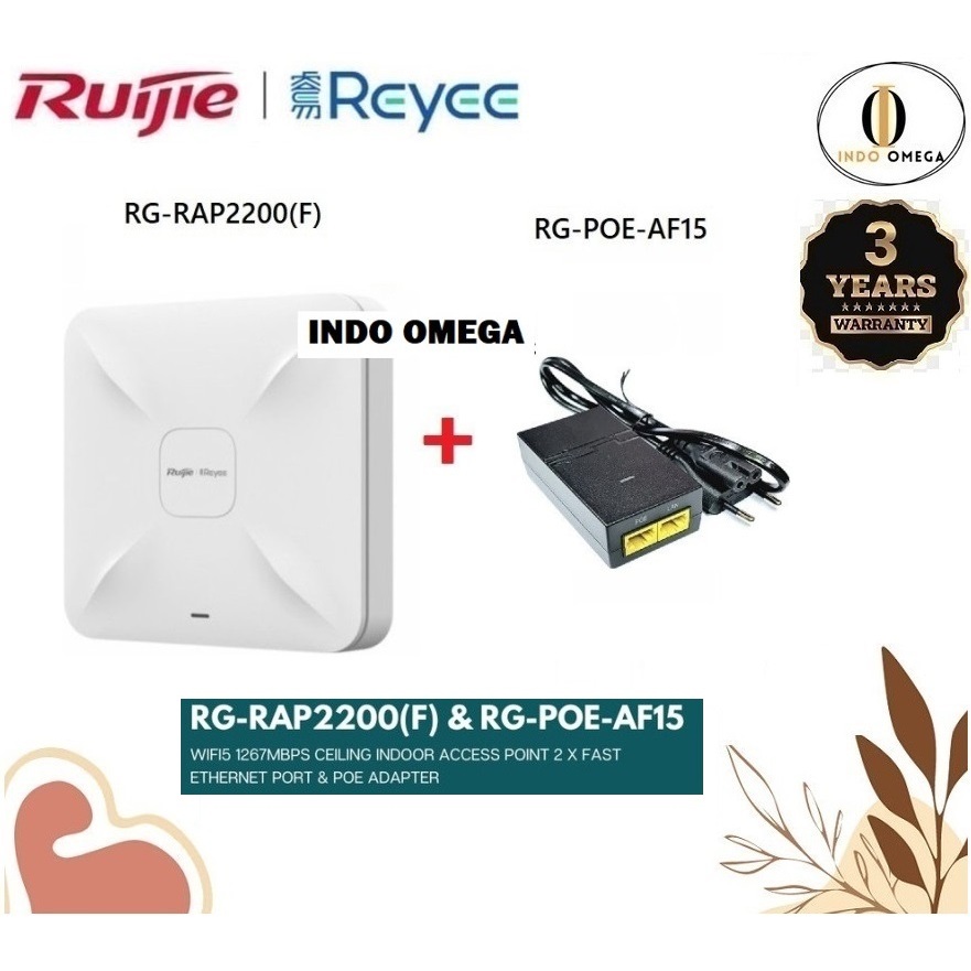 Jual RG-RAP2200(F) + POE AC1300 Dual Band CeilingMount AP RAP2200 F ...