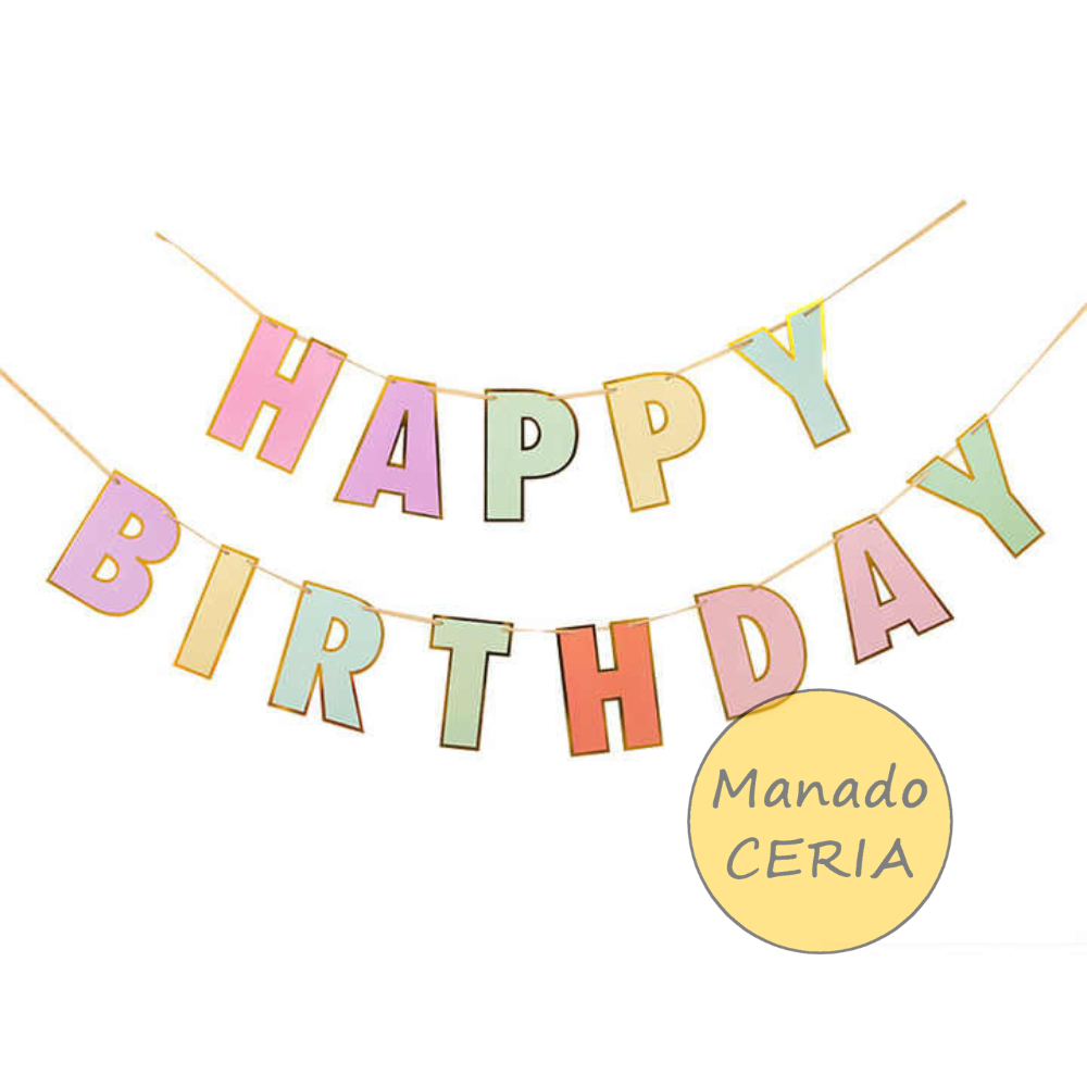 Jual Banner / Flag / Banner Happy Birthday Macaron / Rainbow / Warna ...