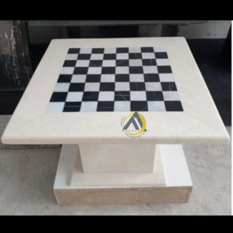 Jual Meja papan catur batu marmer putih 80x80 tinggi 75 | Shopee Indonesia