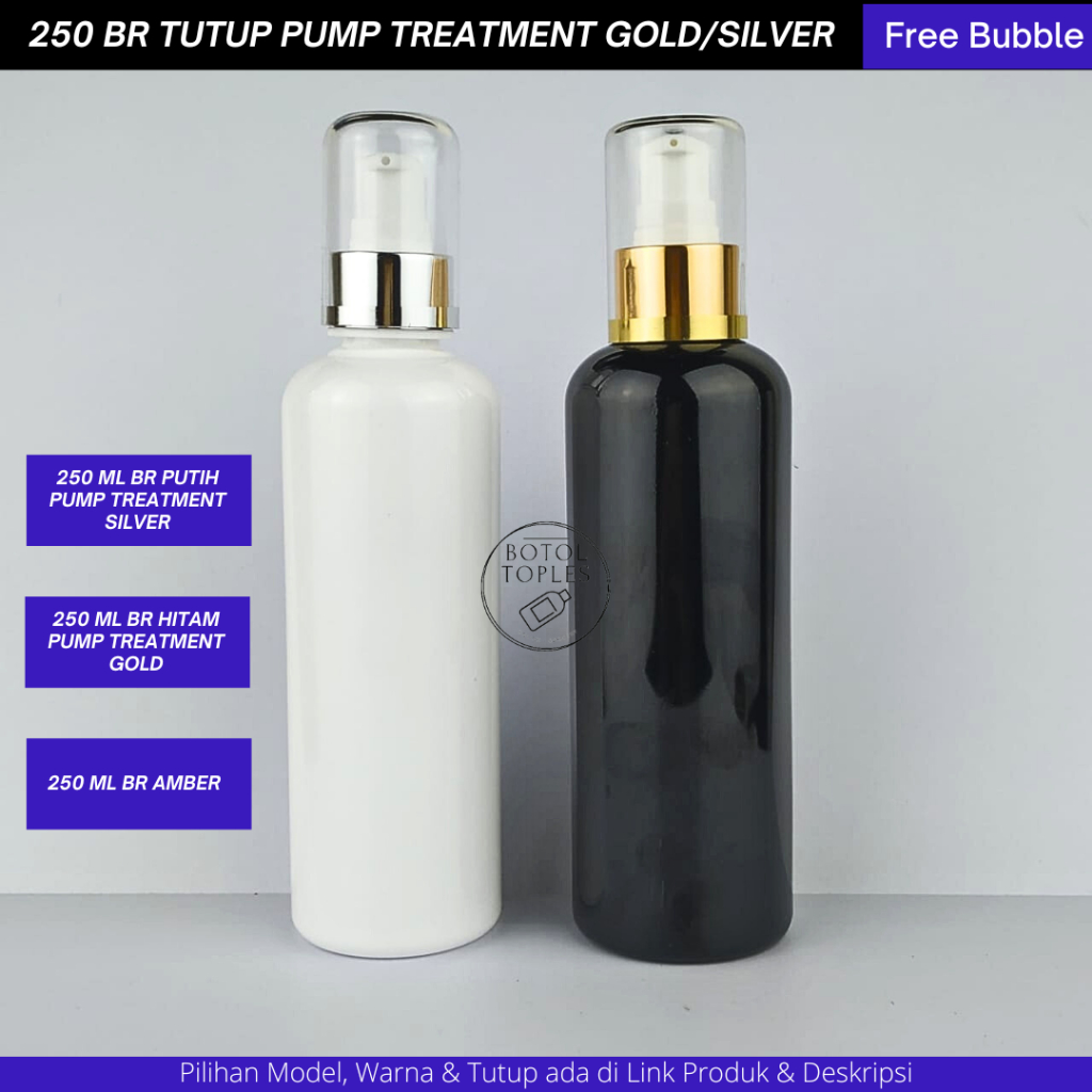 Jual Botol 250ml BR Tutup Pump Treatment Ring Full Cap Neck 24 Bahan Pet | Shopee Indonesia