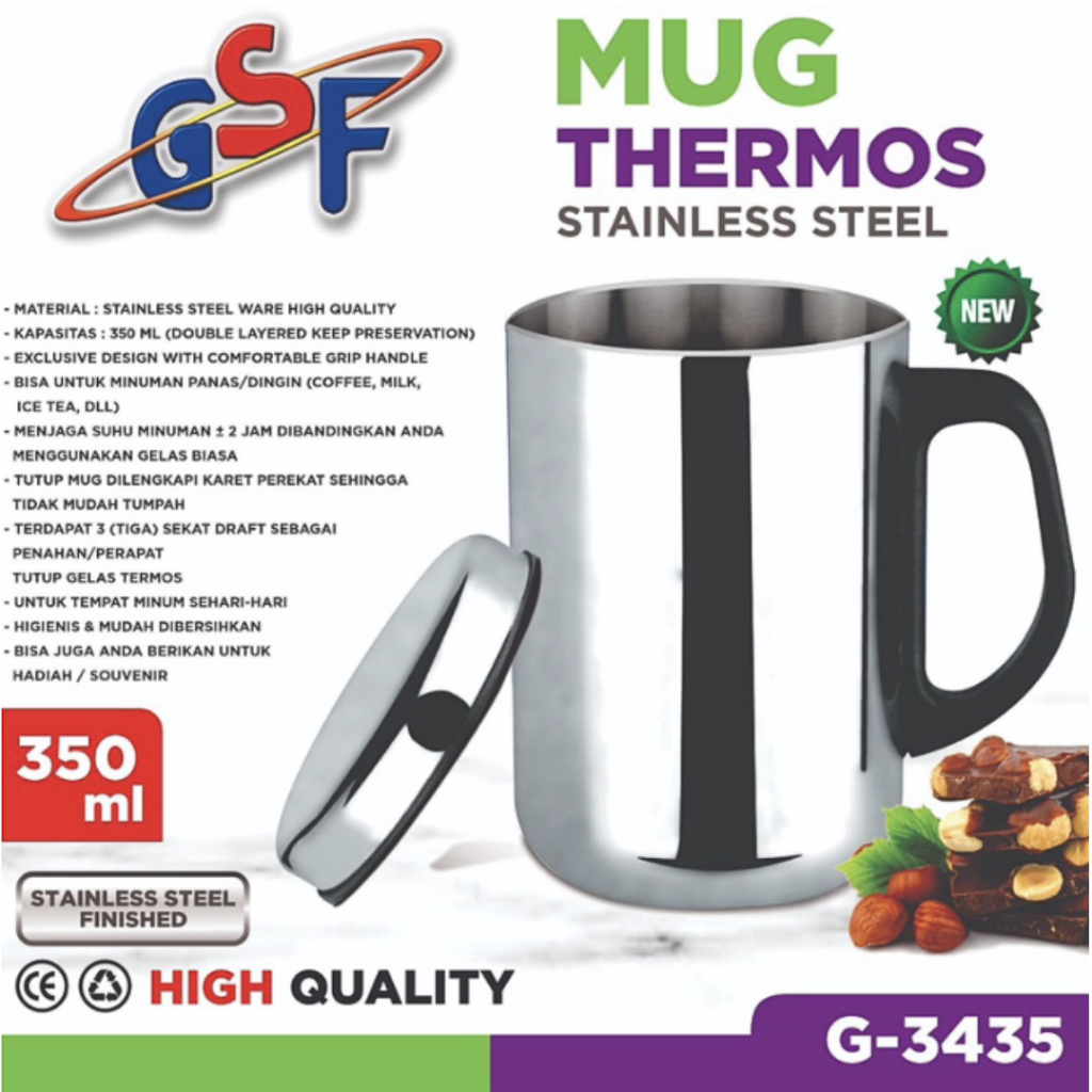 Jual GSF Mug Thermos Stainless 350 Ml G-3435 / Mug Termos Vacum ...