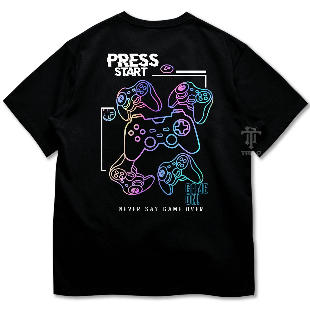 Jual TRIAD T SHIRT Game Over Playstation Press Start - Kaos Baju Gaming ...
