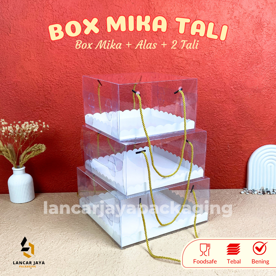 Jual Box Mika Tali Kotak Kemasan Kue Tart Pudding Bolu Chiffon Roti Cake Hampers Kado 20x20x12 ...