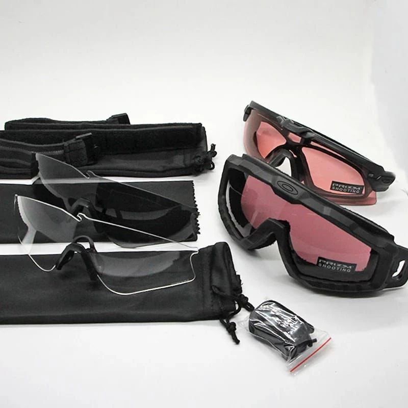 Jual sepaket kaca mata tactical dan gogle alphha hitam fulset 3 lensa ...