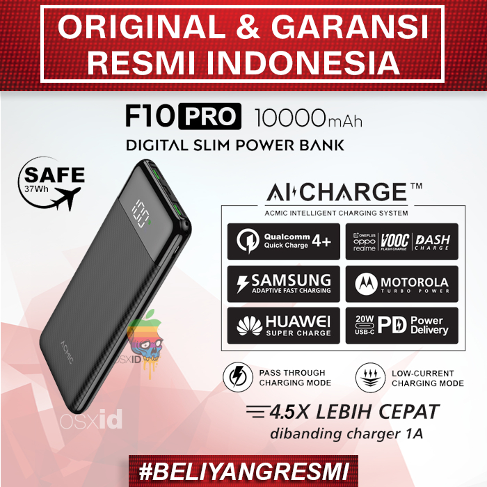 Jual Powerbank ACMIC F10Pro / F20PRO 20000mAh AiCharge Digital Power Bank (QC4 + PD + VOOC ...