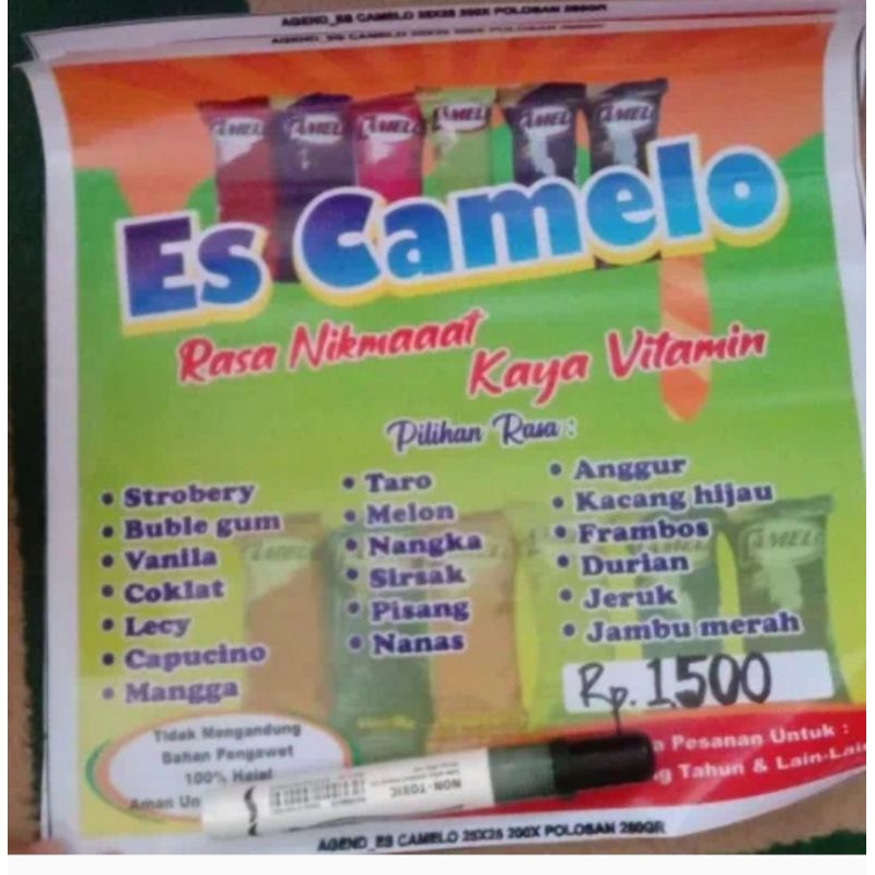 Jual STICKER atau BANNER es camelo 1 lembar untuk promosi usaha es ...