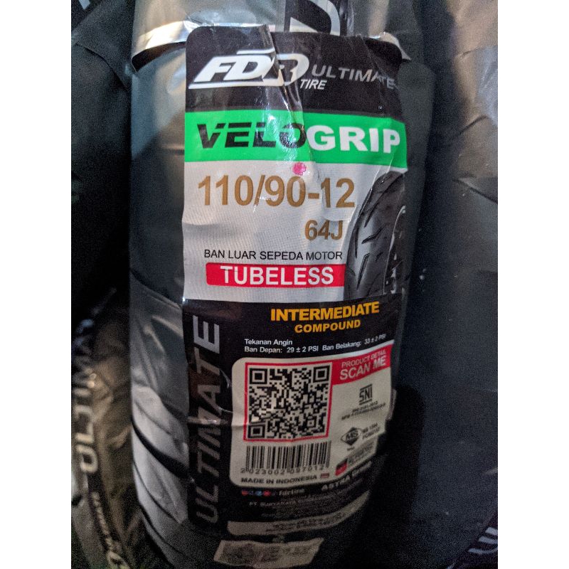 Jual BAN FDR VELOGRIP 100/90 110/90 RING 12 TUBELESS | Shopee Indonesia