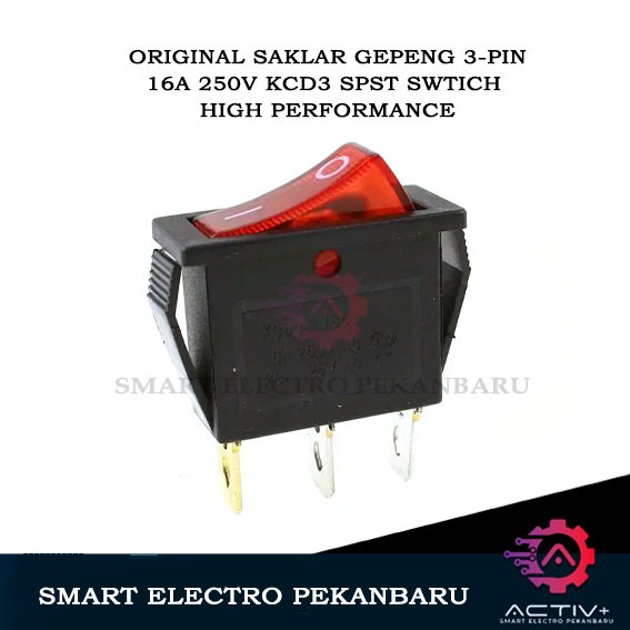 Jual ORIGINAL SAKLAR GEPENG 3 Pin 15A 250V LAMPU KCD3 Illuminated ...
