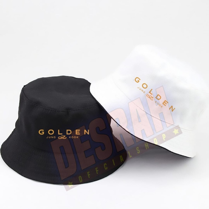 Jual BUCKET HATS korean jungkook bangtan ALBUM GOLDEN versi TULISAN GOLDEN | Shopee Indonesia