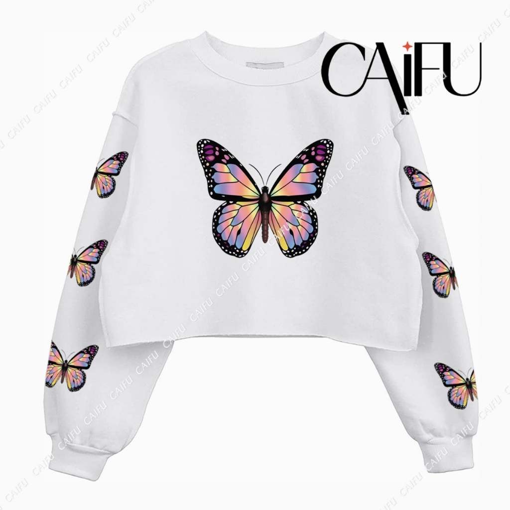 Jual SWEATER CROP TOP WANITA REMAJA BUTERFLY HERE | Shopee Indonesia