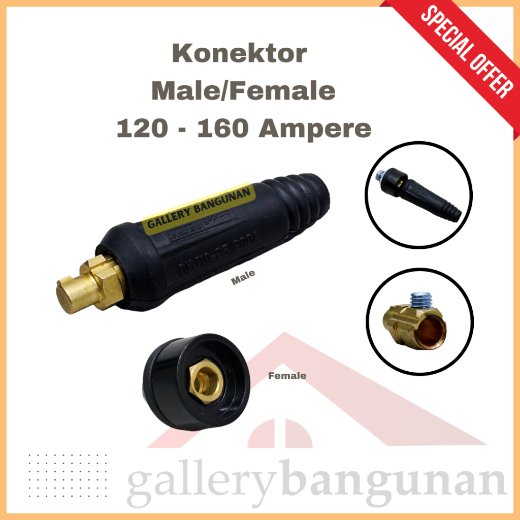 Jual Konektor Kabel Las Male Female 120 - 160 ampere Connector Mesin ...