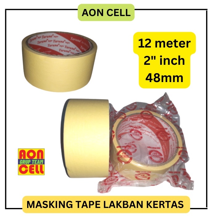Jual MASKING TAPE LAKBAN KERTAS 48mm 2 INCH 12 Meter Selotip Kertas 48 ...