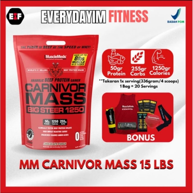 Jual MUSCLEMEDS CARNIVOR MASS BIG STEER 15 LB LBS | Shopee Indonesia