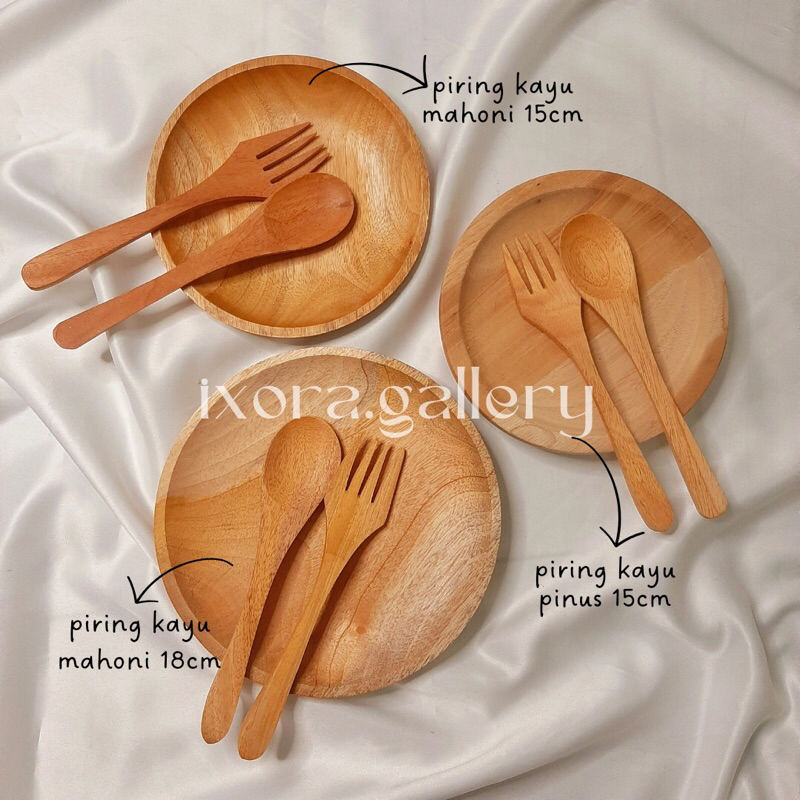 Jual 1 SET PIRING KAYU & SENDOK KAYU / HAMPERS PIRING KAYU / PIRING ...