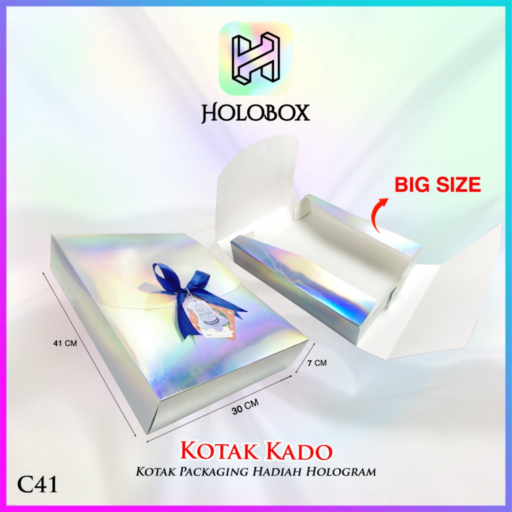 Jual Kotak Kado Hologram - Box Hampers - Dus Hadiah Silver Hologram - C41 | Shopee Indonesia