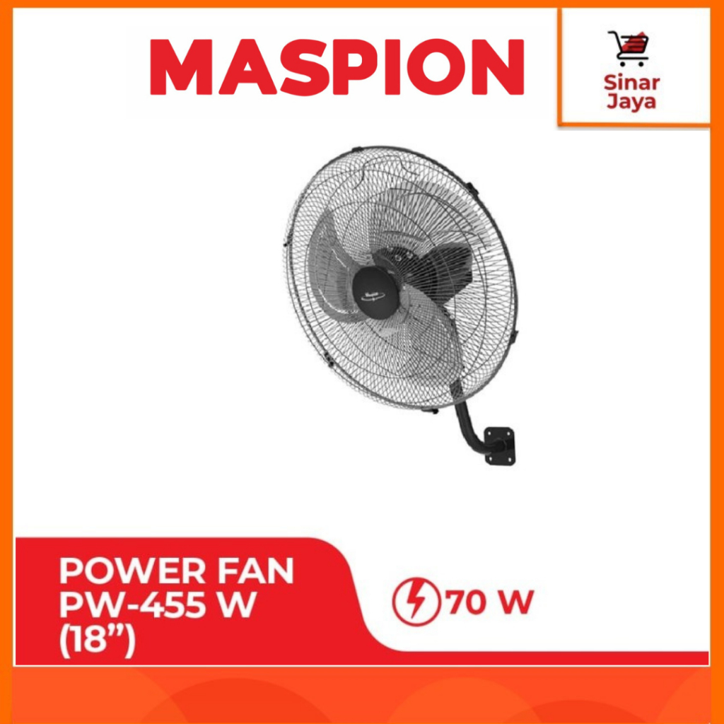 Jual MASPION PW-455 W Wall Fan / Kipas Angin Dinding Power Fan 18 Inci ...