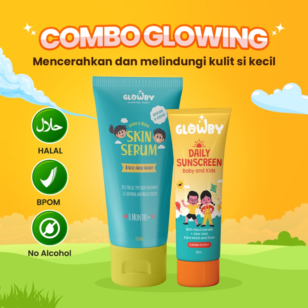 Jual (Glowby) Combo Glowing Daily Sunscreen 30 ml dan Skin Serum Lotion ...