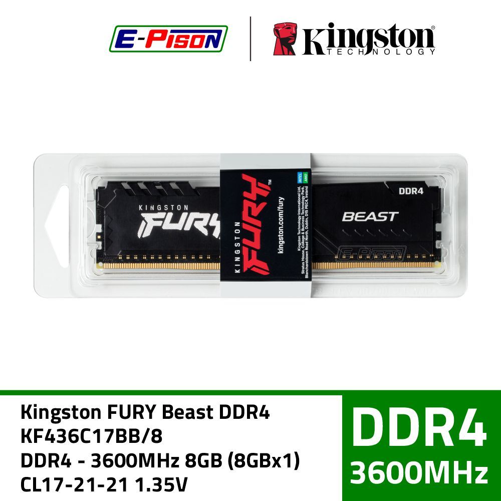 Jual RAM PC DDR4 8GB (8GBx1) 3600MHz Kingston FURY Beast DDR4 KF436C17BB/8 | Shopee Indonesia