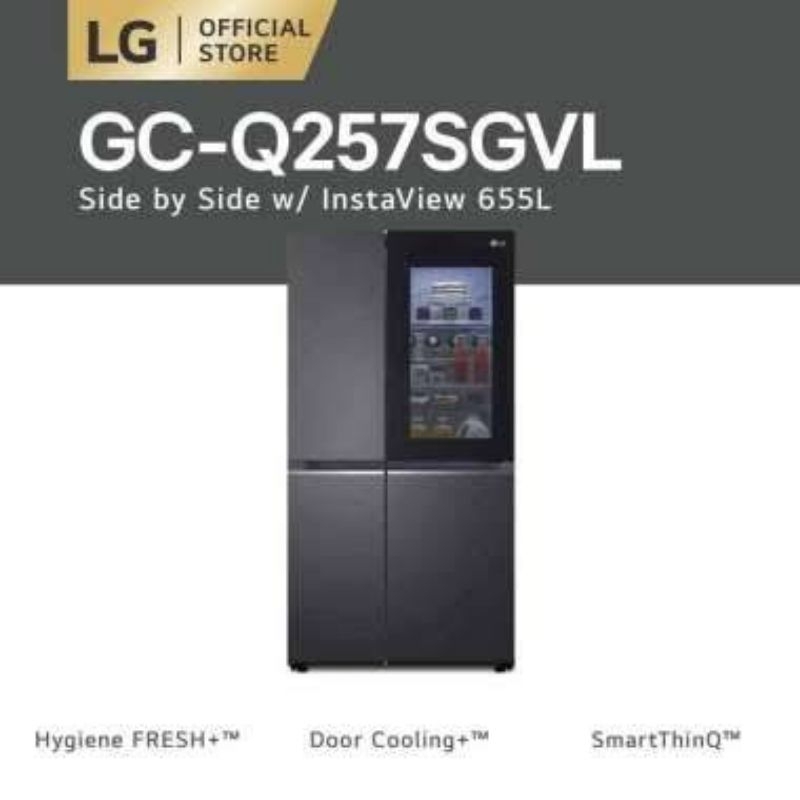 Jual LG GC-Q257SGVL KULKAS SIDE BY SIDE INVERTER INSTAVIEW GCQ257SGVL BLACK Glass 655L | Shopee ...