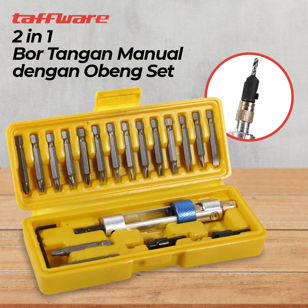 Jual Alat Bor 2 in 1 Bor Tangan Manual dengan Obeng Set Multifungsi ...