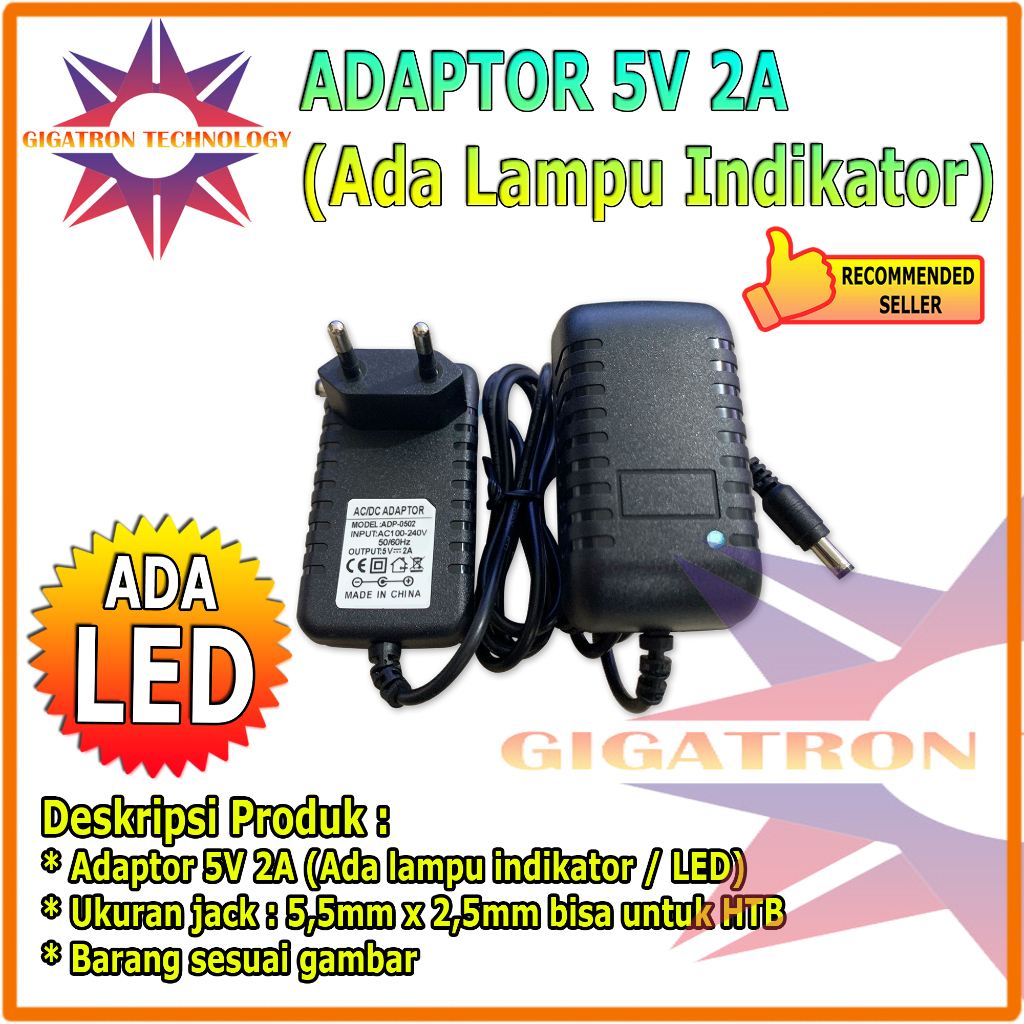 Jual Adaptor DC 5V 2A Murni Switching Adapter Power Supply HTB Konverter 5 Volt 2 Ampere 5.5mm x ...