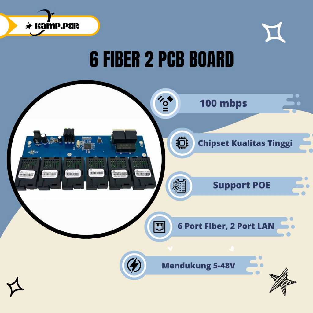 Jual PCB Board Media Converter Fiber Switch 6 Port FO SC AAABBB 2 Port ...