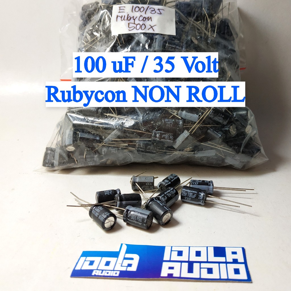 Jual (10 PCS) RUBYCON Elco 100 uF / 35 Volt NON ROLL | Kapasitor Elko 100uF / 35V Rubycon ...