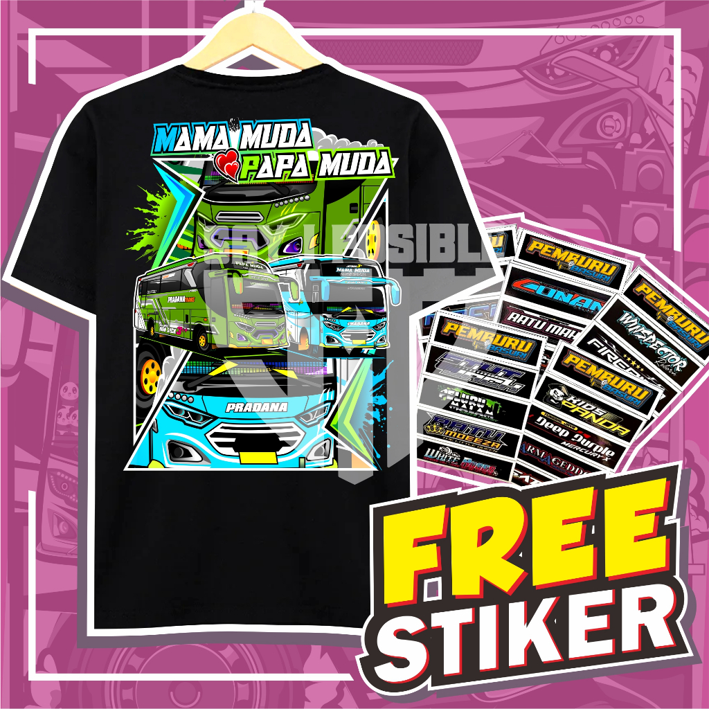 Jual ( FREE STIKER ) KAOS BUS ANAK DAN DEWASA PRADANA TRANS MAMA MUDA X ...