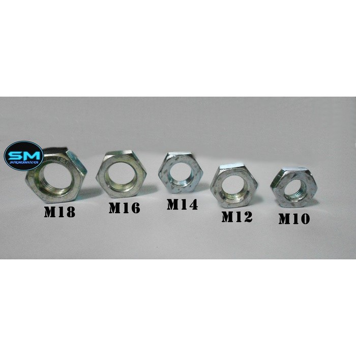 Jual Mur Besi M10 Putih kunci 17 Nut Mur Baut 10 mm Mur Putih (ISI 50 BIJI) | Shopee Indonesia