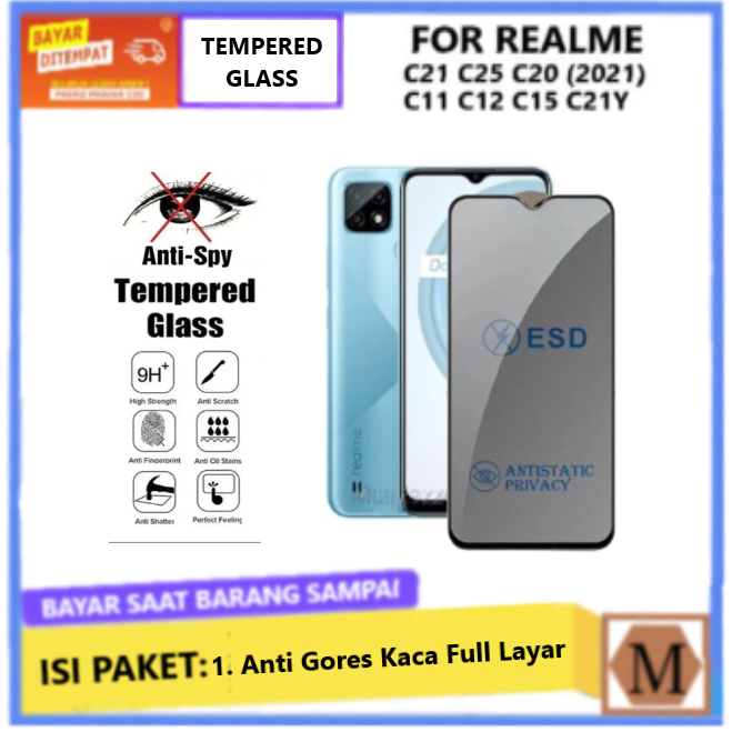 Jual Tempered Glass Anti Spy Realme C21 C25 C25s C25Y C21Y C20 C20A C15 C12 C11 C11 2021 Anti ...