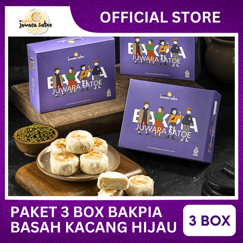 Jual [ 3 BOX ] PAKET BAKPIA BASAH KACANG HIJAU - BAKPIA JUWARA SATOE ...