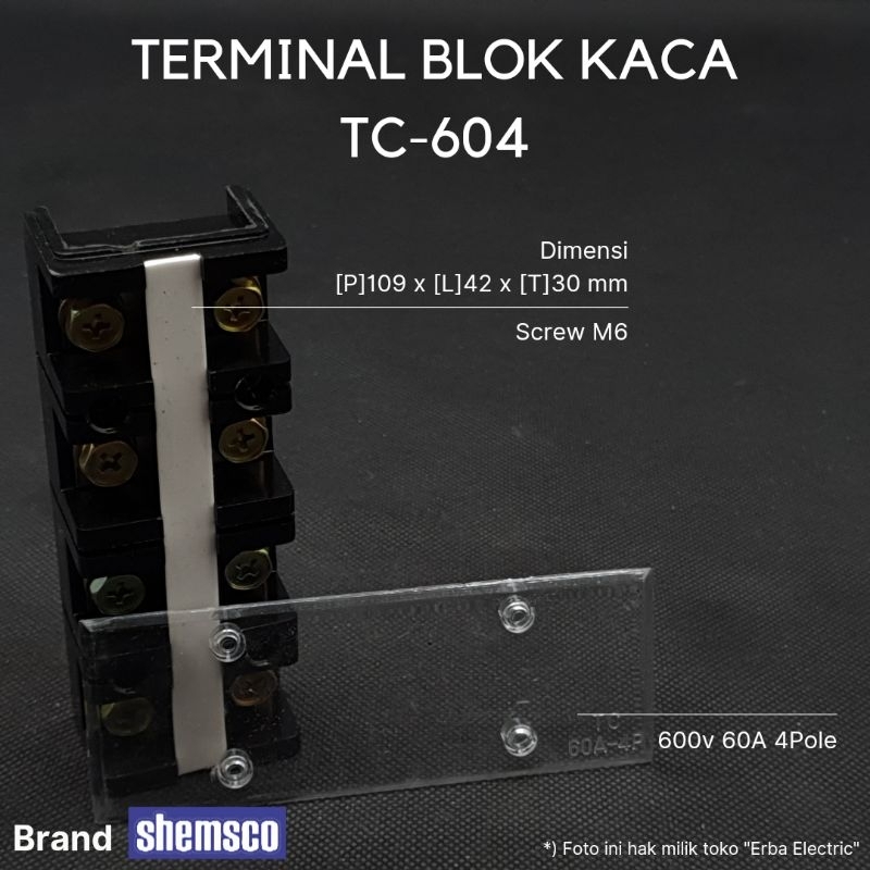 Jual 60A 4P Shemsco TC-604 Terminal Blok Kaca Screw M6 | Shopee Indonesia
