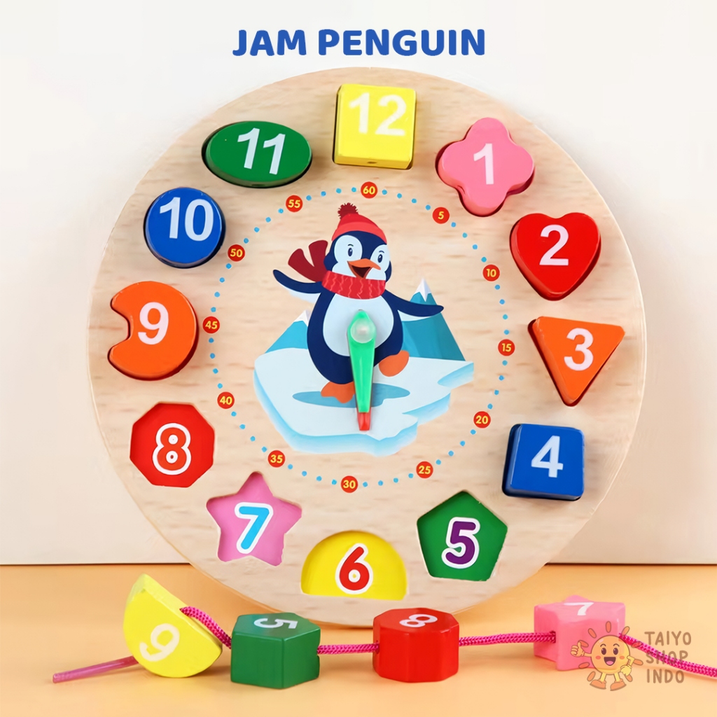 Jual TAIYO Mainan Anak Jam Penguin Angka Clock Basic Edukasi Sensori ...