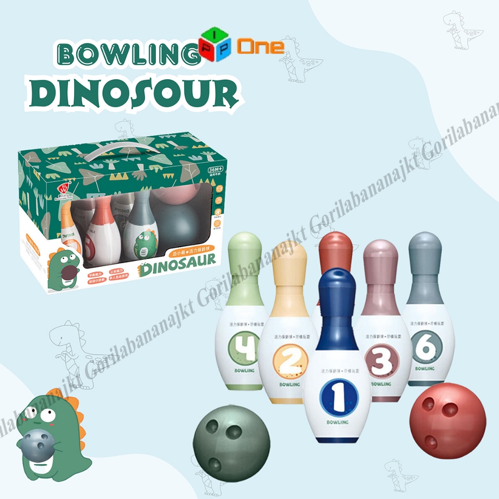 Jual Mainan Anak bowling dinosaur Set Pin Bowling gambar Dinosaurus ...