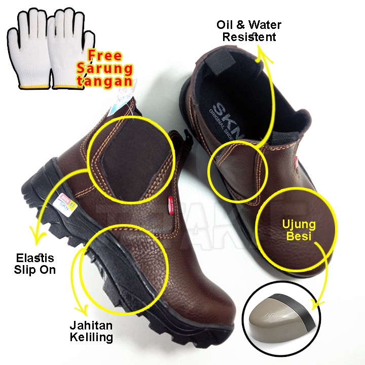 Jual Sepatu Safety Elastis Slip on Ujung Besi Sepatu Boot Proyek ...