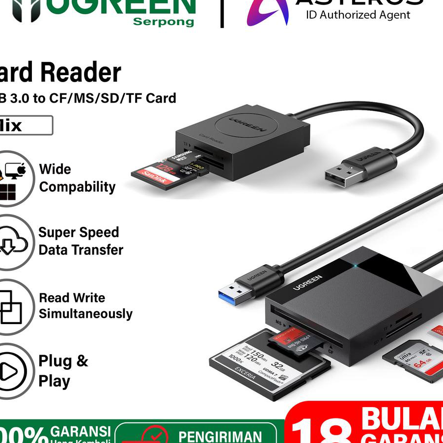 Jual Harga Heboh UGREEN Card Reader USB Type A 3.0 Dan Card Reader USB ...