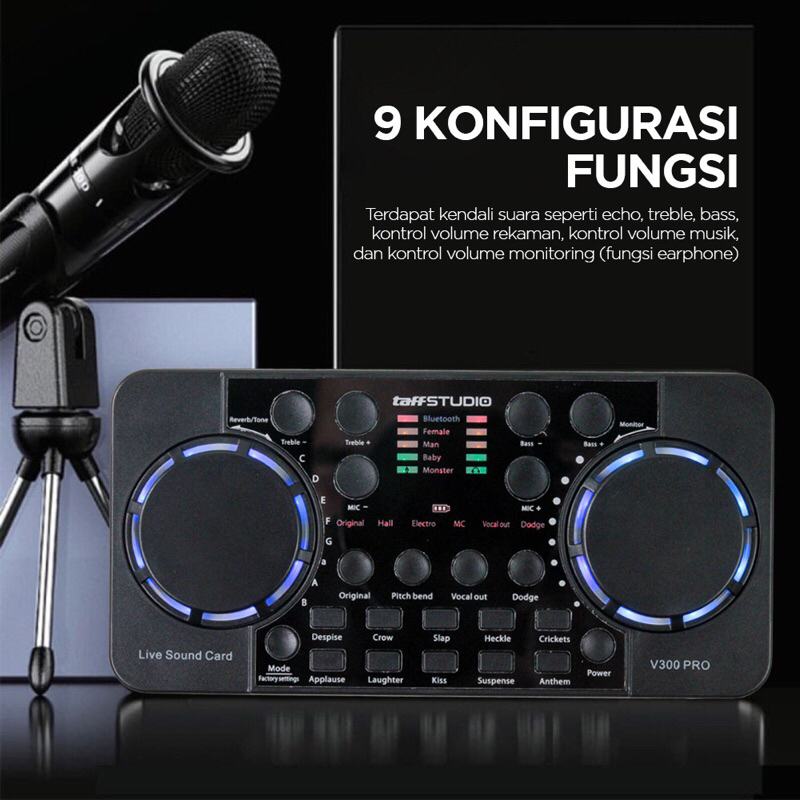 Jual Taffstudio soundcard V300 Pro untuk Konten Kreator | Shopee Indonesia
