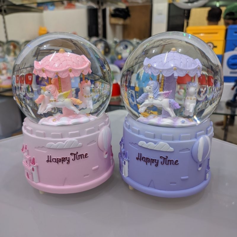 Jual Snowball / Pajangan Bola Kaca Musik Box Carousel XL (100) + Lampu ...