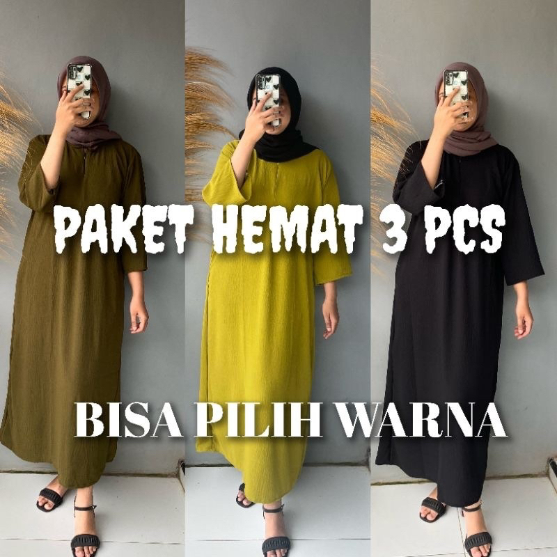 Jual Paket Usaha 3Pcs Daster Gamis Cringkle Airflow Ld 120cm Pb 125cm ...