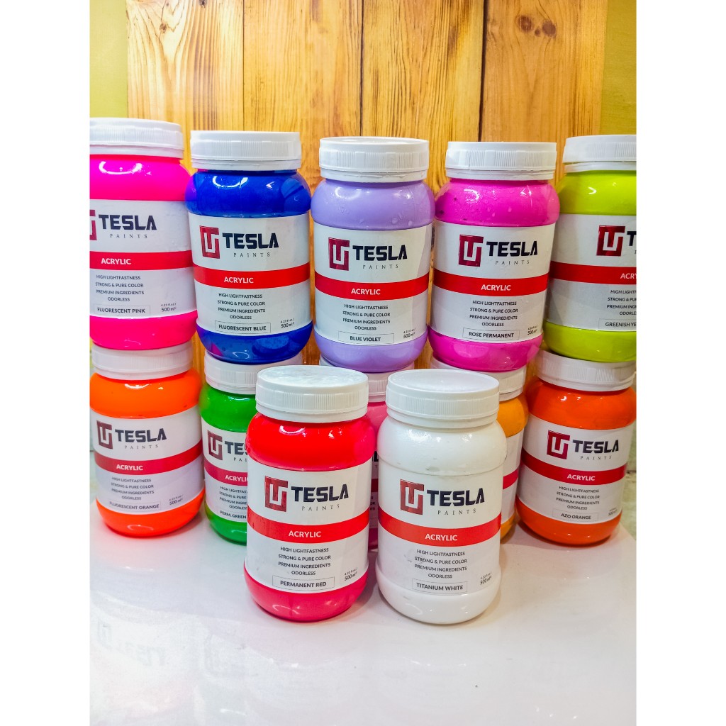 Jual Cat Acrylic Tesla Paint 500 Ml - Varian Warna Pastel - Cat Tesla ...