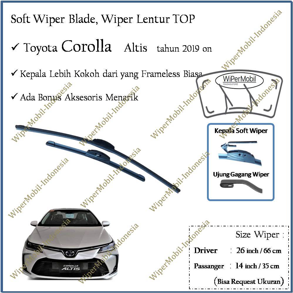 Jual Soft Wiper Blade kaca Mobil Toyota Corolla Altis tahun 2019 2020 2021 2022 2023 2024 ...