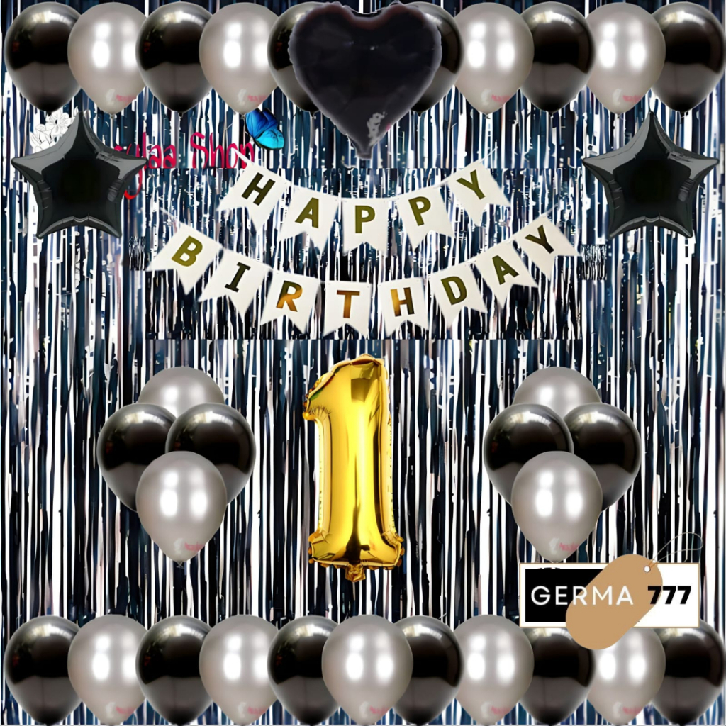 Jual Paket Set Dekor Pesta Ulang Tahun Anak Balon Silver Hitam Dekorasi ...
