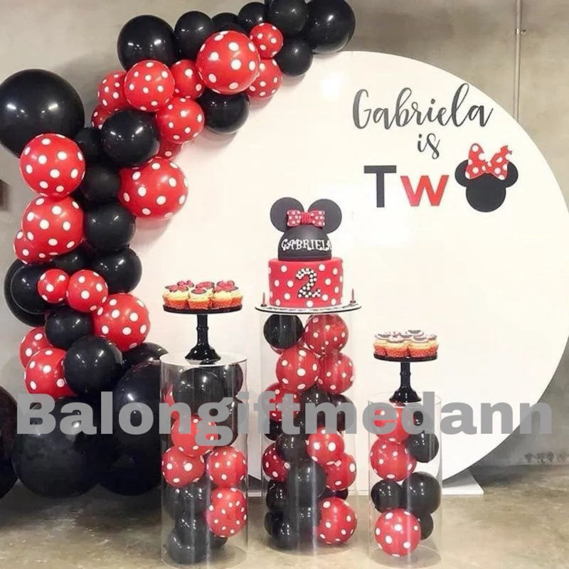 Jual PAKET DEKOR GARLAND TEMA MICKEY MOUSE HITAM MERAH ( HANYA BALON ...
