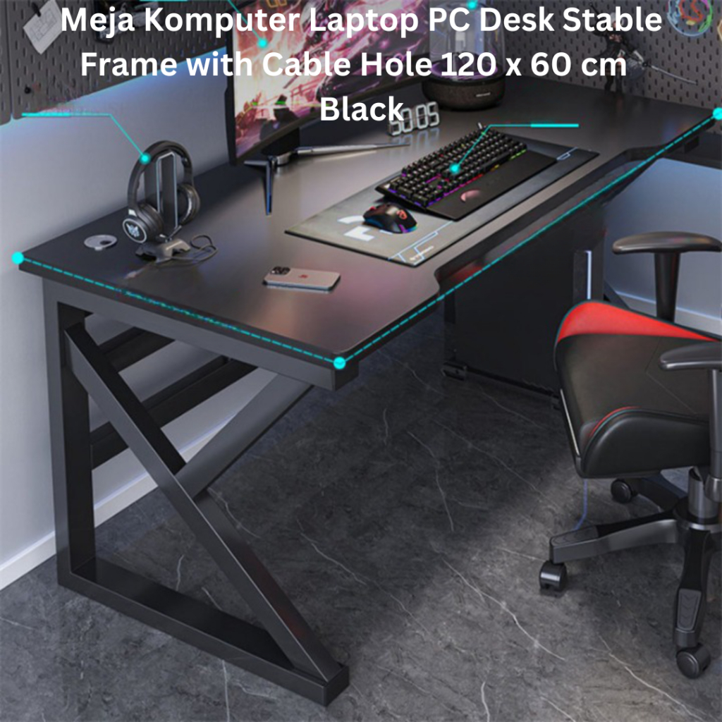 Jual Meja Komputer Laptop PC Desk Stable Frame with Cable Hole 120 x 60 ...
